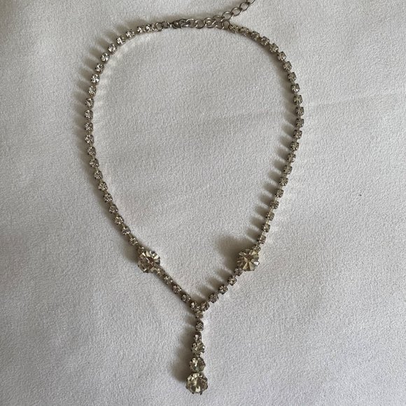 Jewelry | Vintage Silver Rhinestone Lariat Ydrop Formal Prom Choker ...